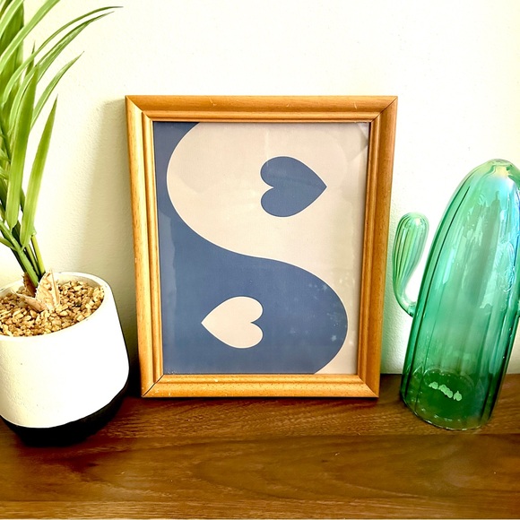 Wall Decor | Blue Heart Yin Yang Sign Canvas Art Print Wood Frame Wall ...